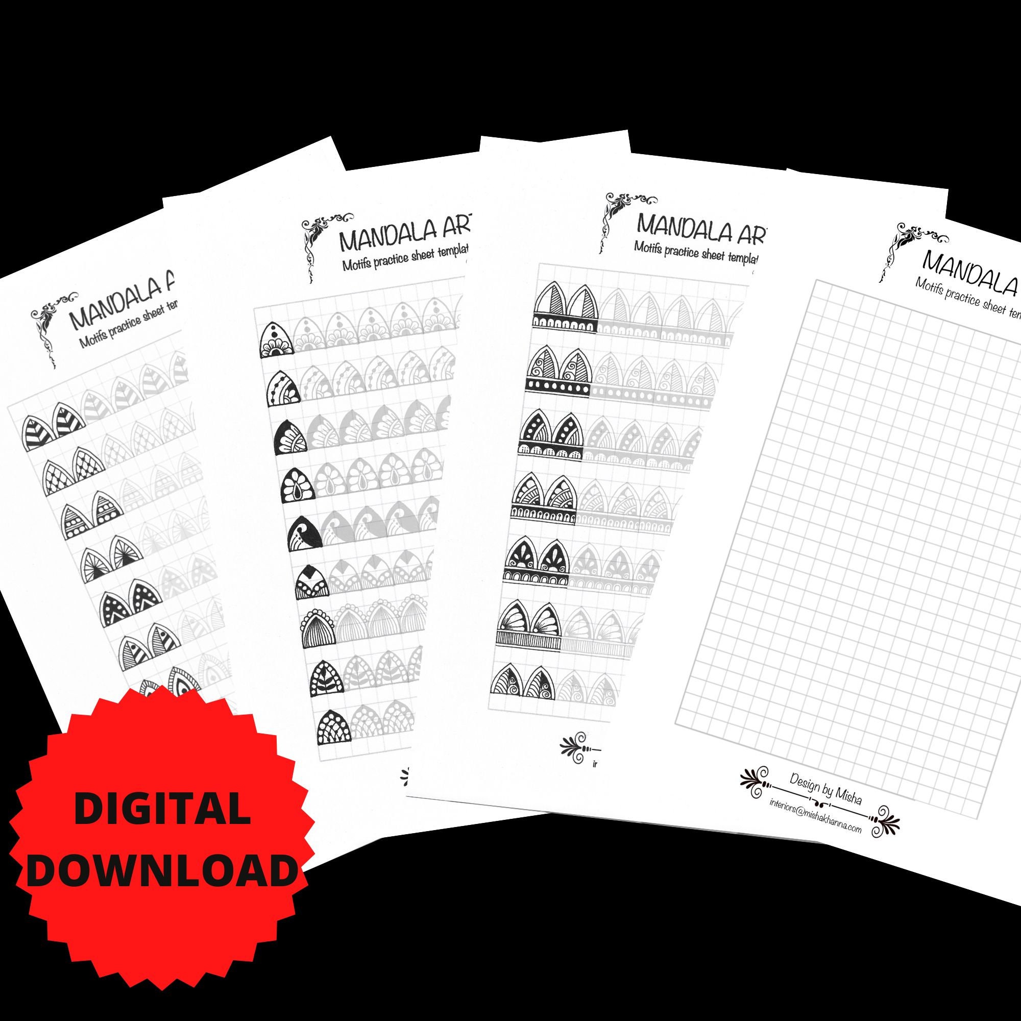 MANDALA ART, Practice Templates,patterns Training Sheets Paper, Instant ...