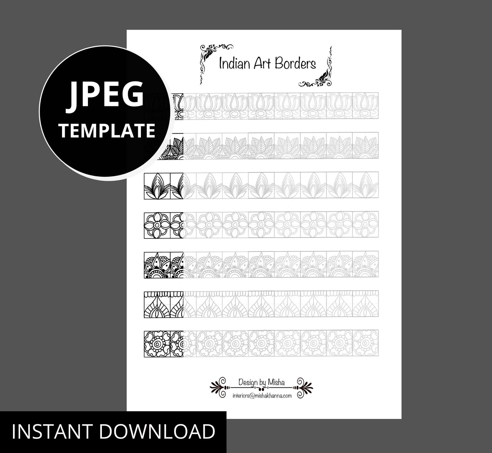 INDIAN ART Practice Templates,patterns Training Sheets Paper, Instant ...