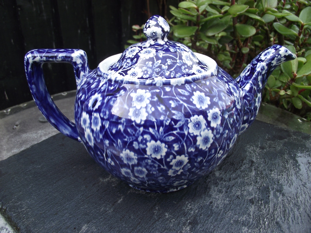 Vintage Crownford (burleigh) Calico Blue and White 2 Pint Teapot - Etsy