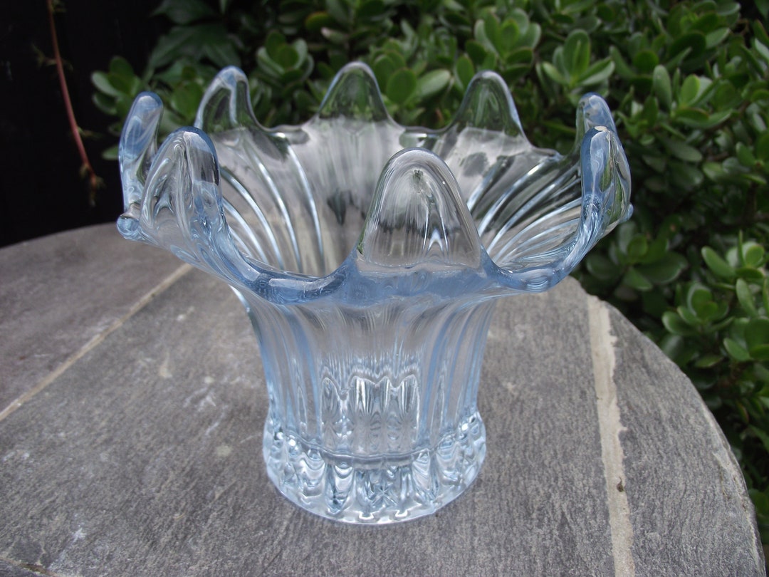 Sowerby Art Deco Blue Glass Iris / Celery Vase 2505 - Vintage - Medium ...