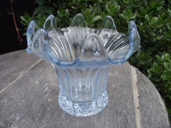 Sowerby Art Deco Blue Glass Iris / Celery Vase 2505 Vintage - Etsy