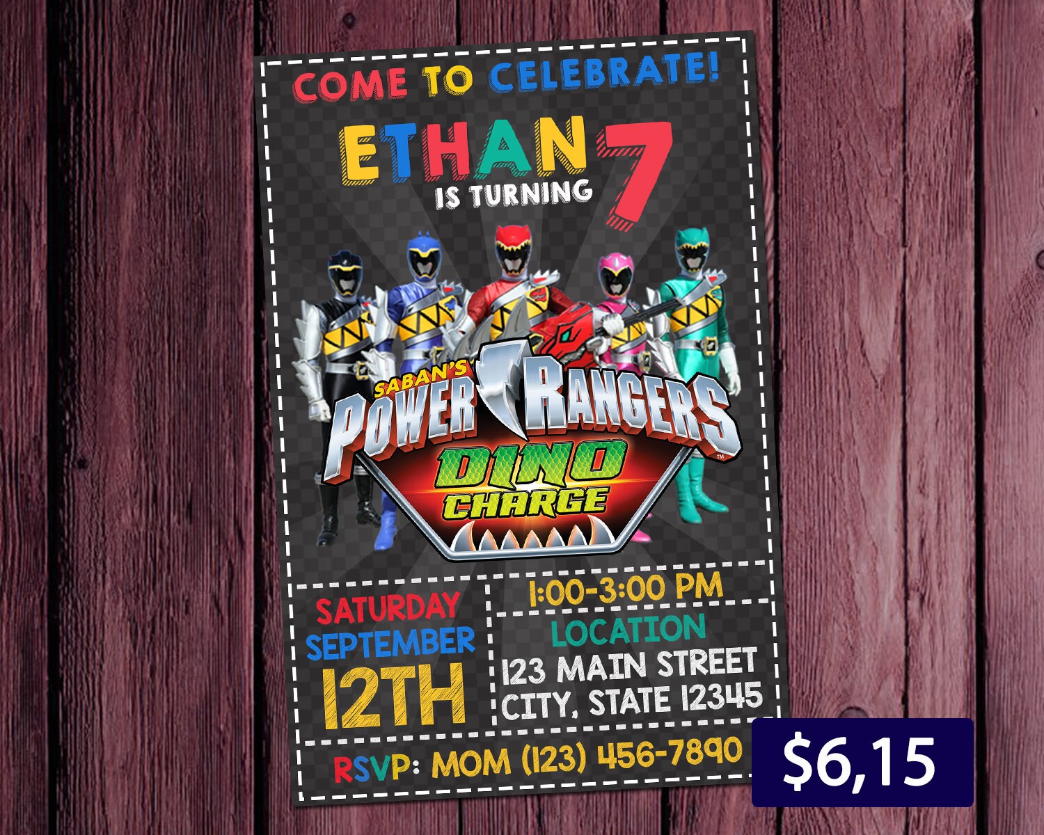Power rangers invitation Super hero birthday invitation | Etsy