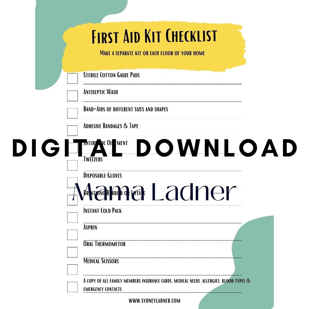 First Aid Kit Checklist Printable PDF Mom Life Organization Made Simple ...