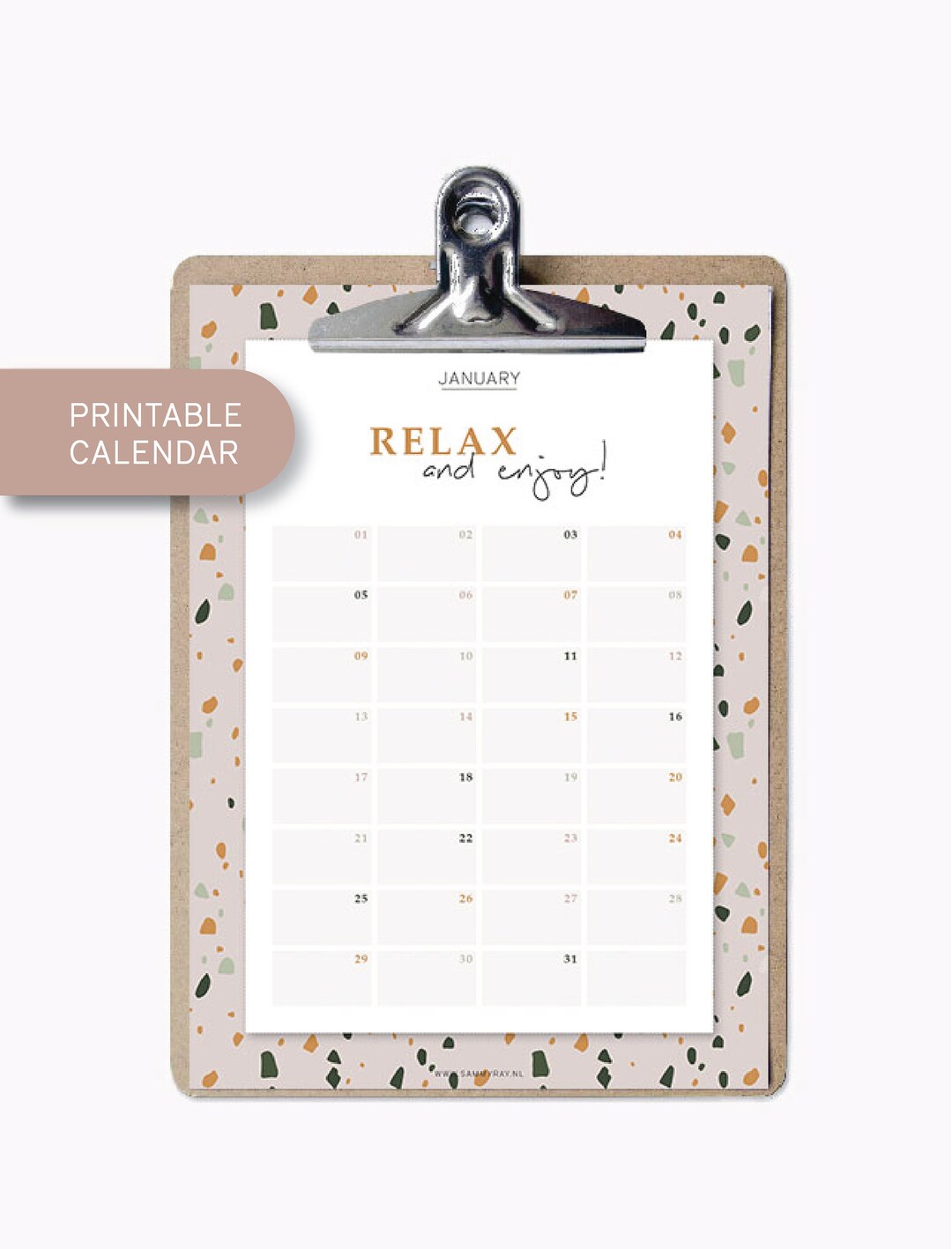 Printable Calendar - Annual Calendar - Digital Print - Instant Download ...