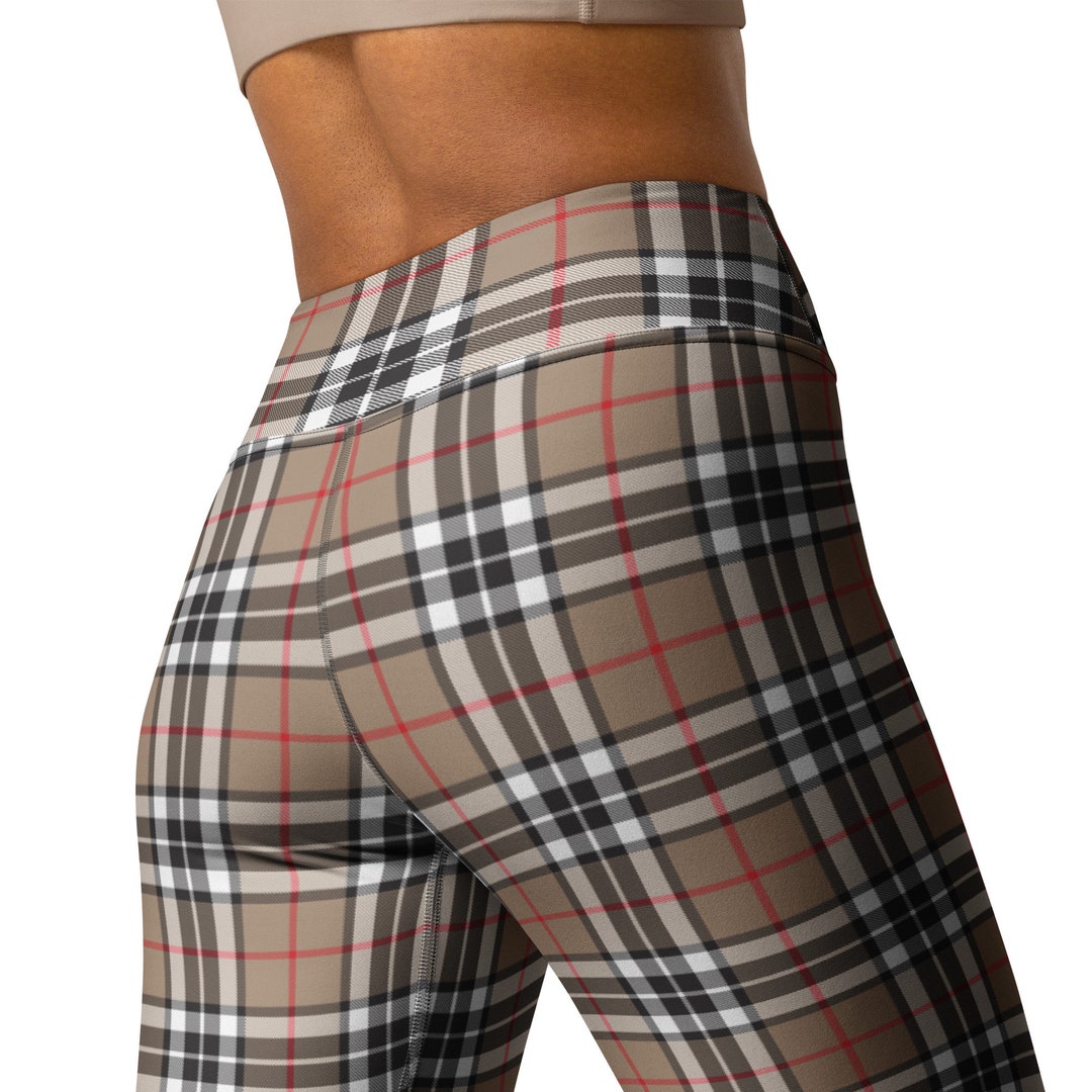 Thompson Camel Leggings, Tartan Plaid Leggings, Active Wear Yoga Pants ...