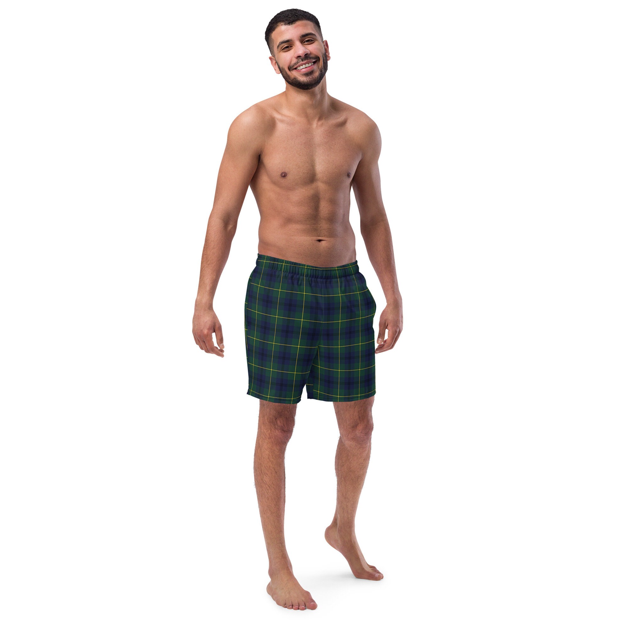 Johnston Modern Men's Bathing Suit, Preppy Plaid Swimsuit, Summer ...