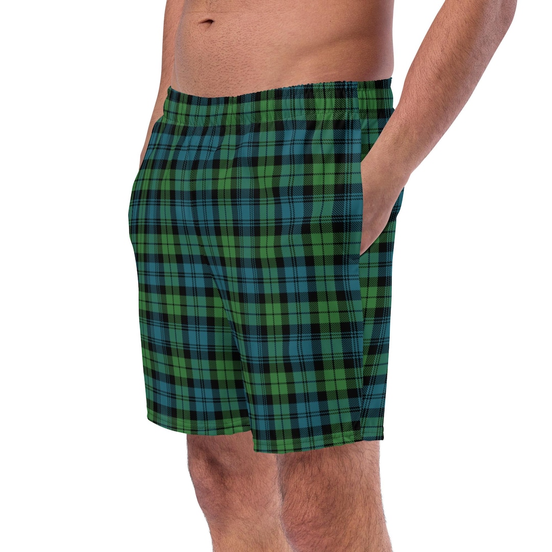 Black Watch Tartan Swim Trunks, Plaid Mens Swimwear, Heritage Scottish ...