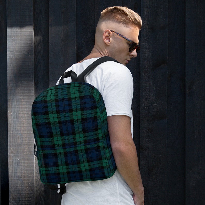 Black Watch Backpack, Preppy Plaid Everyday Bag, Carry All Bag for ...