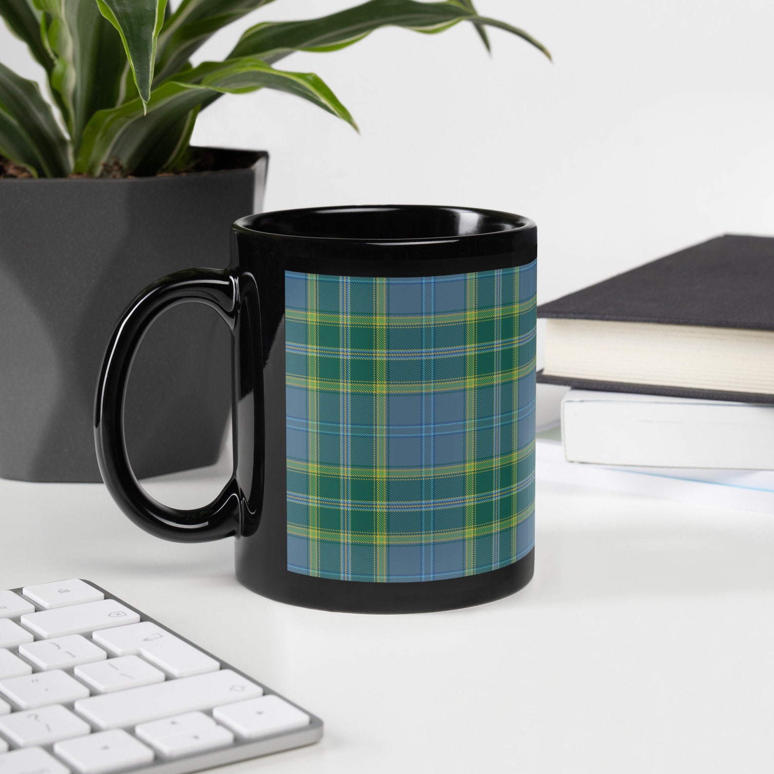 Ireland Blue Mug, Irish Tartan Tea Cup, Plaid Coffee Mug for Rustic ...