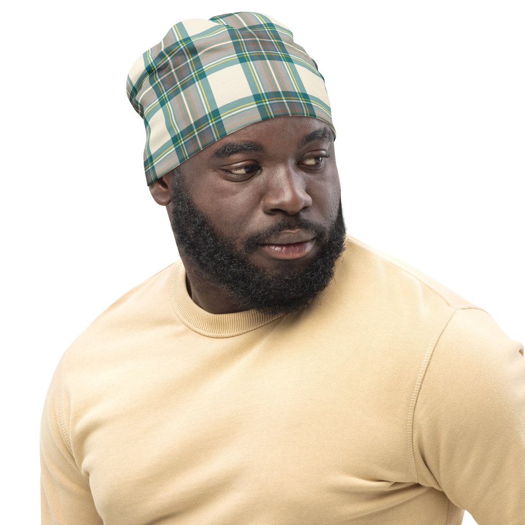 Stewart Dress Blue Ancient Knit Beanie Tartan Warm Winter - Etsy