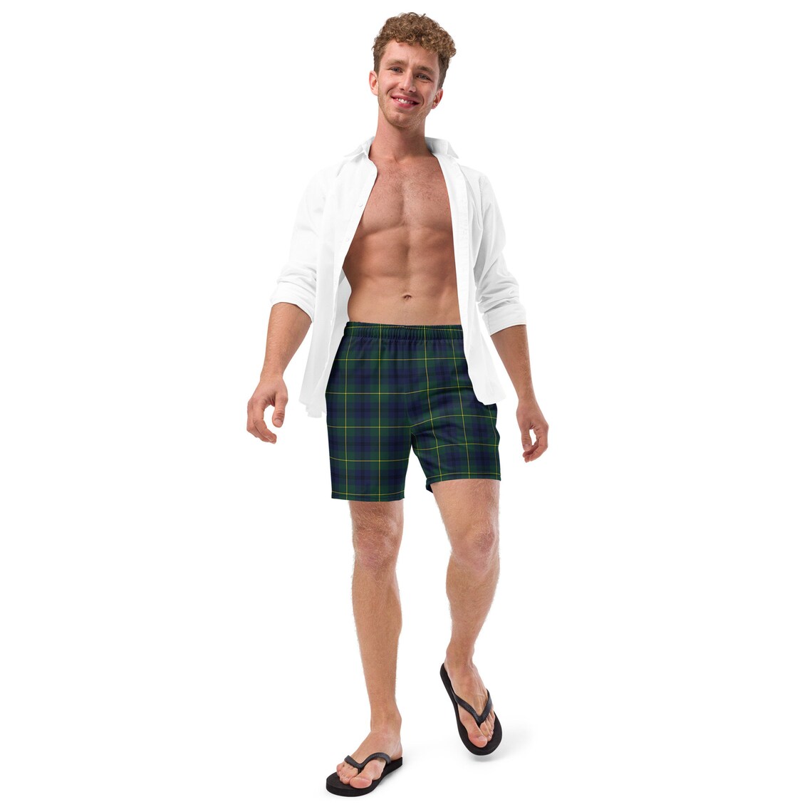 Johnston Modern Men's Bathing Suit, Preppy Plaid Swimsuit, Summer ...