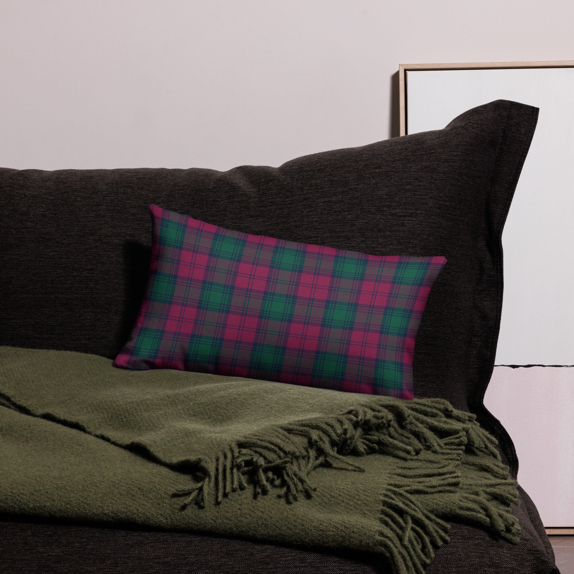 Lindsay Pillow, Rustic Tartan Cushion Home Decor, Plaid Living Room ...