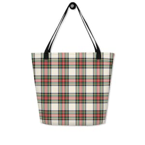 Stewart Dress Tote Bag, Scottish Tartan Carryall, Holiday Plaid ...