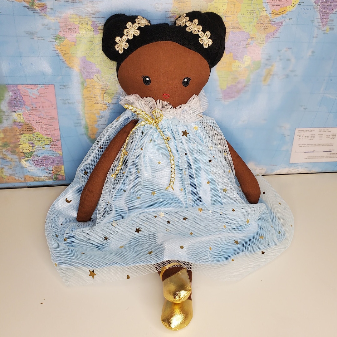 35cm African Black Cuddly Toy With Its Blue Starry Dress - Etsy