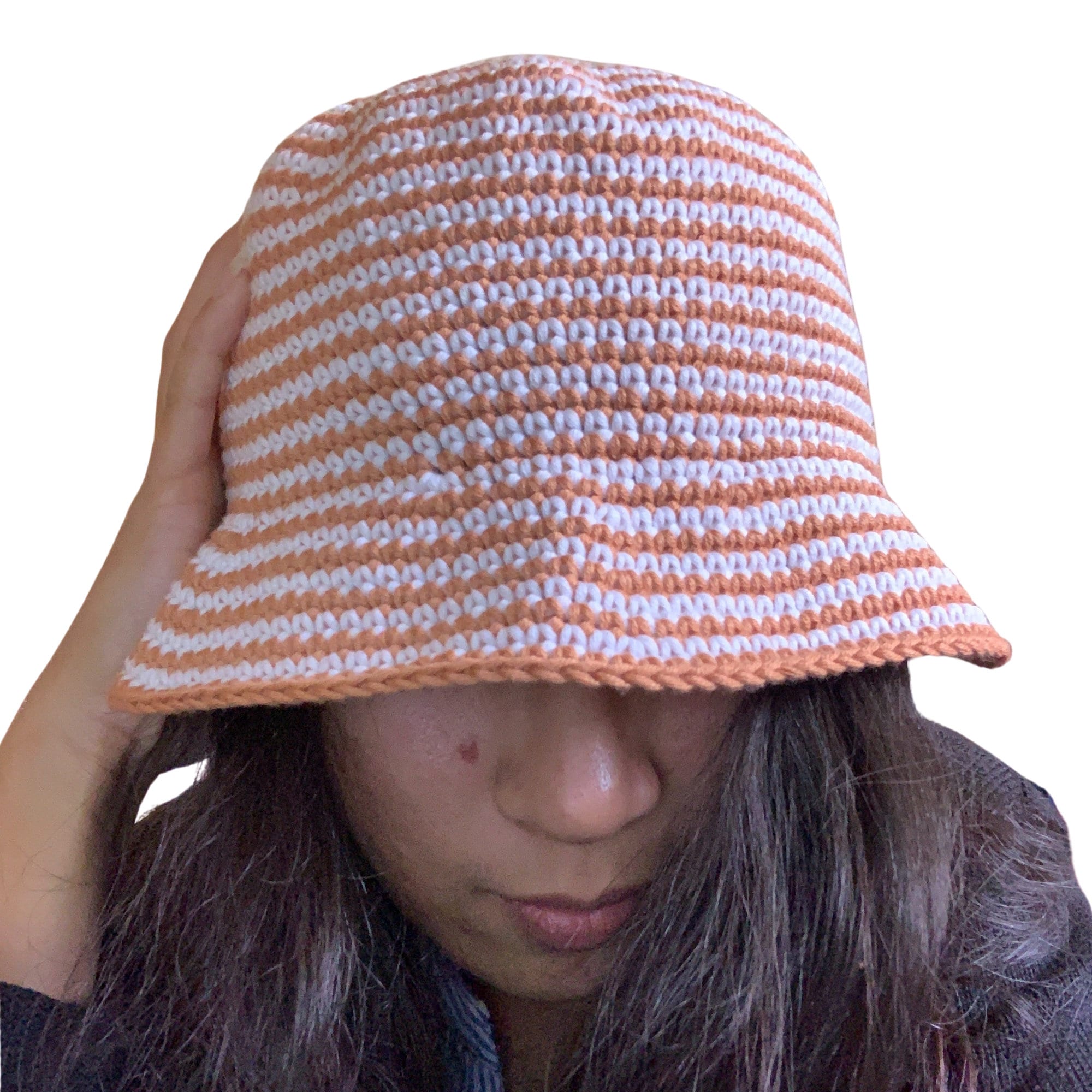 Handmade Striped Crochet Bucket Hat, Two-tone Cotton - Etsy