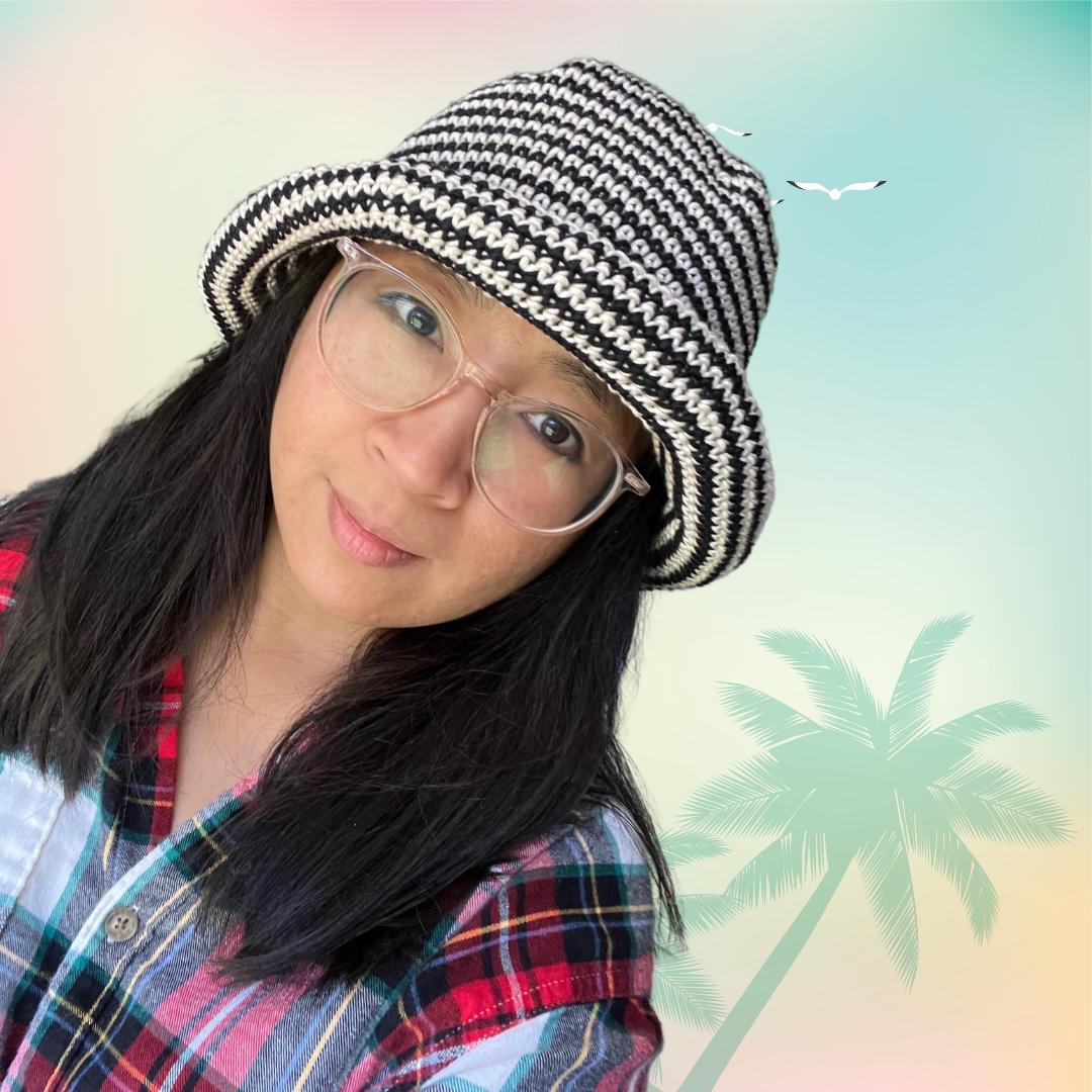 Handmade Striped Crochet Bucket Hat, Two-tone Cotton - Etsy