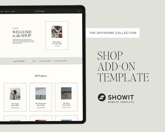 Showit Shop Add on Website Template Showit Website Template - Etsy
