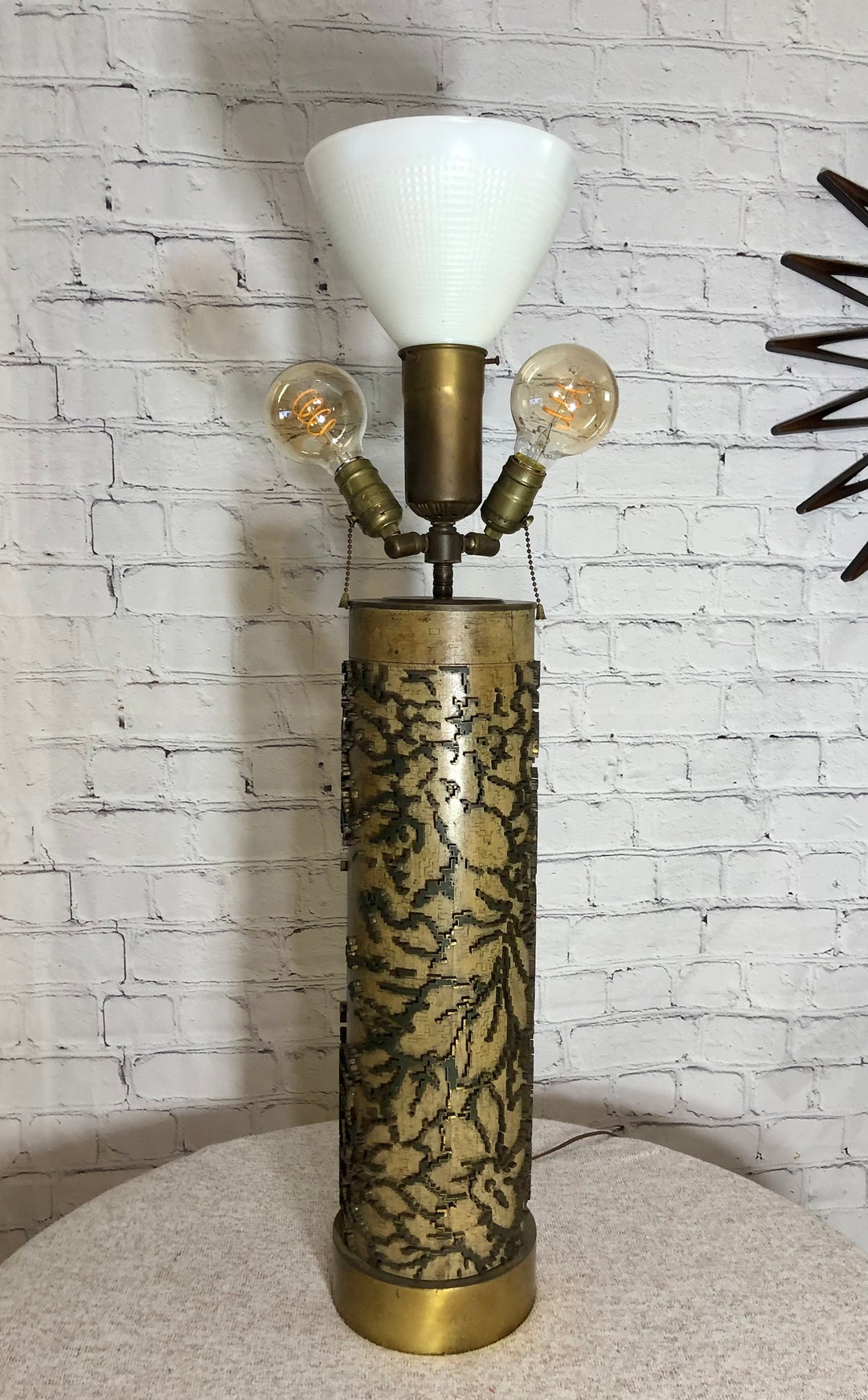 Mid Century Modern Brutalist Wallpaper Brass Lamp - Etsy