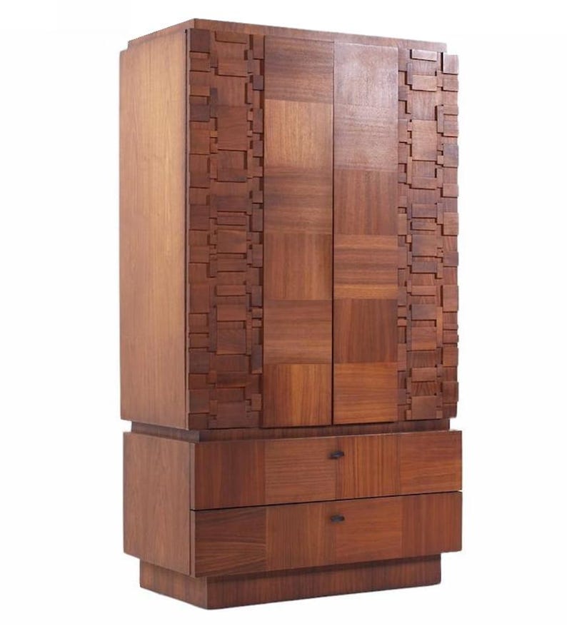 Mid Century Modern Brutalist Walnut Sculpted Armoire Dresser - Etsy