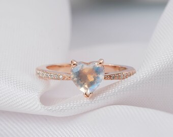 Heart Shape Birthstone Ring - Etsy