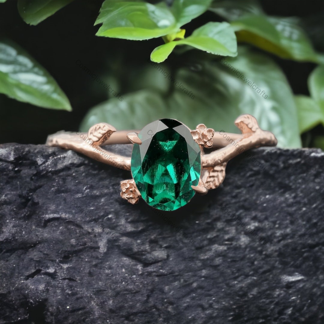 Green Emerald Engagement Ring Nature Inspired Branches Twig - Etsy