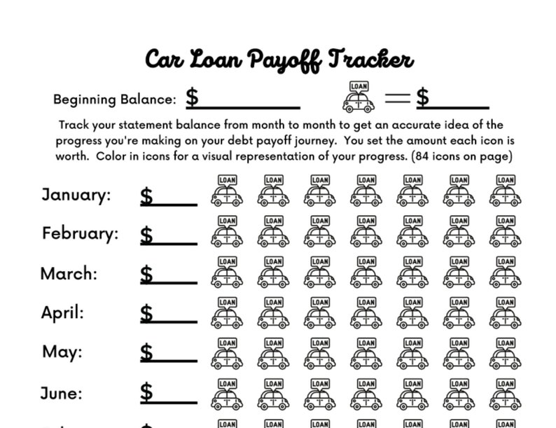 PDF CAR LOAN Debt Payoff Printable, Car Loan Debt Tracker Printable ...