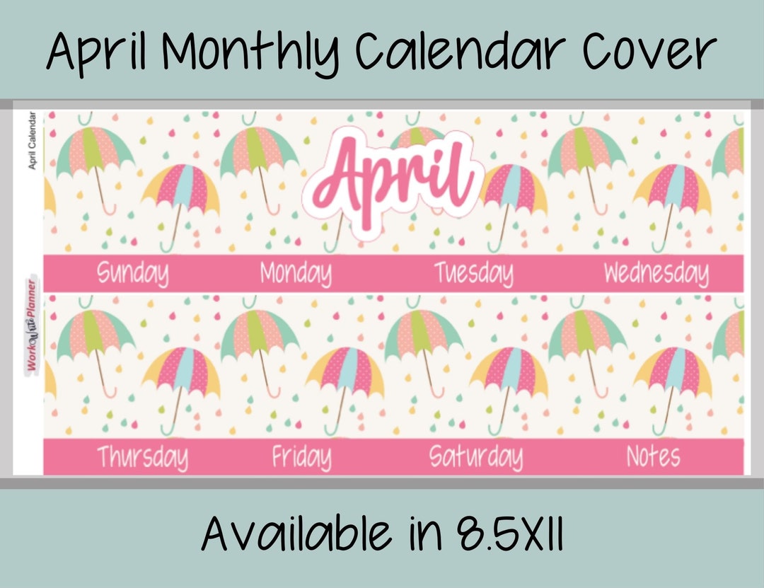 APRIL MONTHLY CALENDAR Sticker Kit Umbrella-themed Calendar - Etsy