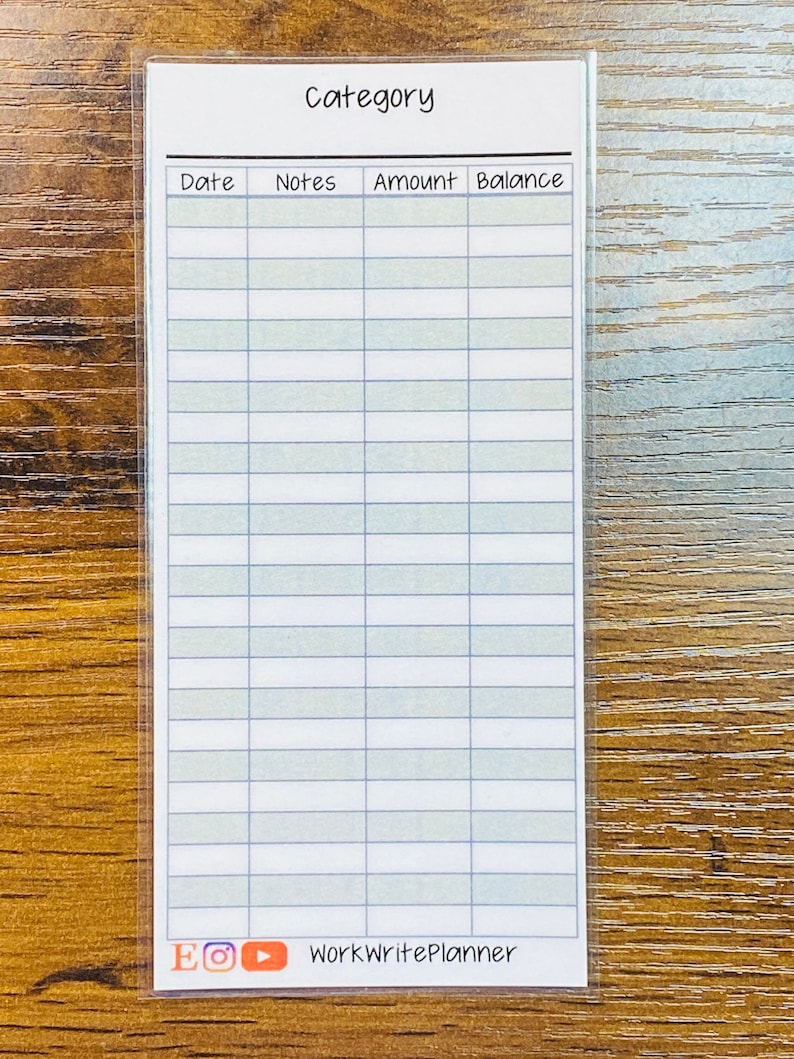 CASH ENVELOPE TRACKER for Use With Cash Envelopes, Cash Envelope Ledger ...