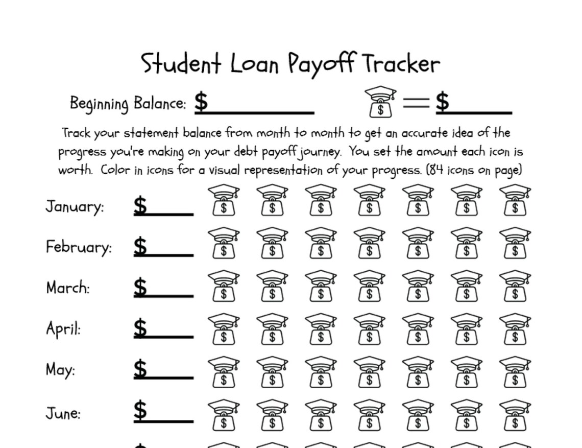 PDF STUDENT LOAN Debt Payoff Printable, Student Loan Payoff Tracker ...
