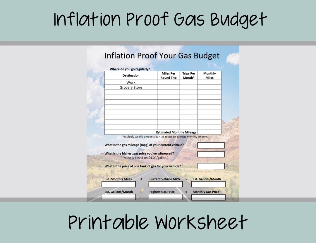 Gas Budget Worksheet, Inflation Proof Your Gas Budget Worksheet ...