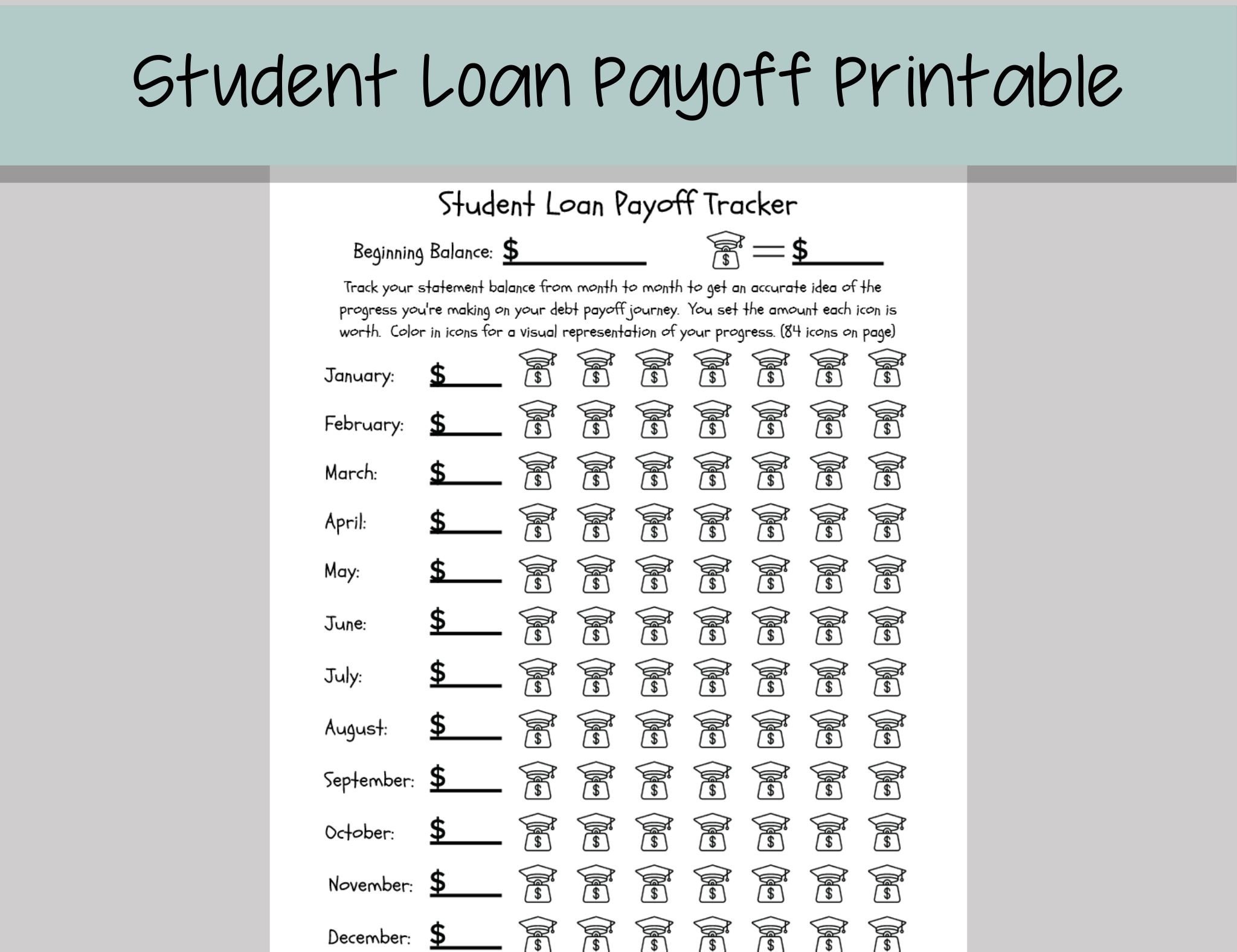 PDF STUDENT LOAN Debt Payoff Printable, Student Loan Payoff Tracker ...