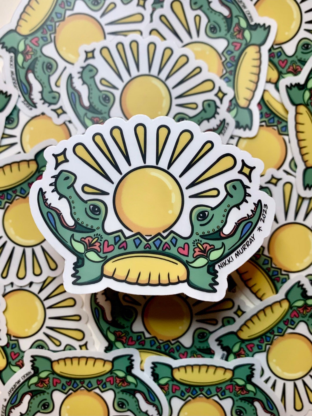 Boho Gator Sticker, Two-headed Alligator Decal, Clear Weather-proof ...