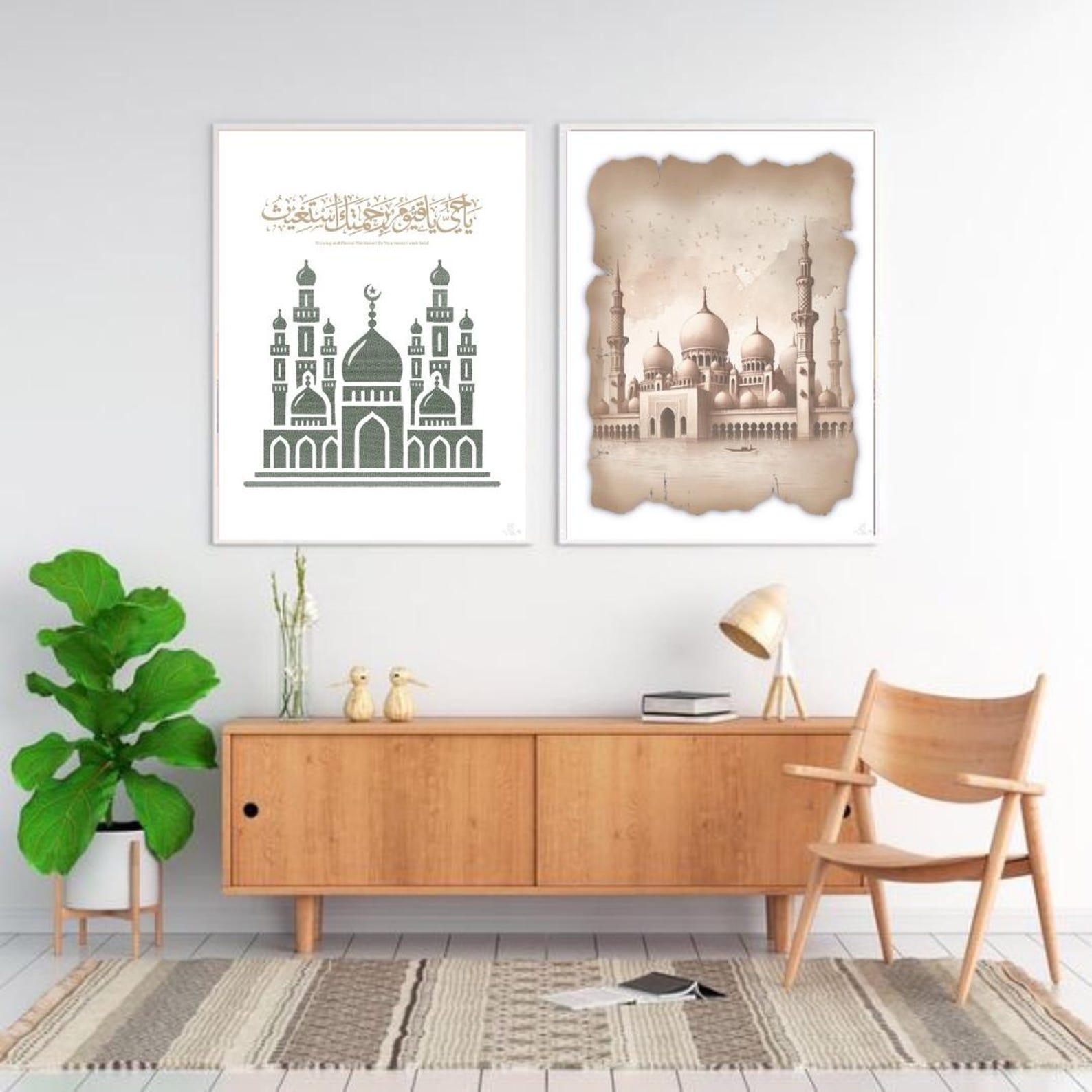 Islamic Art Prints Set: Mosque & Calligraphy Wall Decor (digital ...