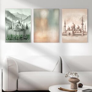 Islamic Art Prints Set: Mosque & Calligraphy Wall Decor (digital ...