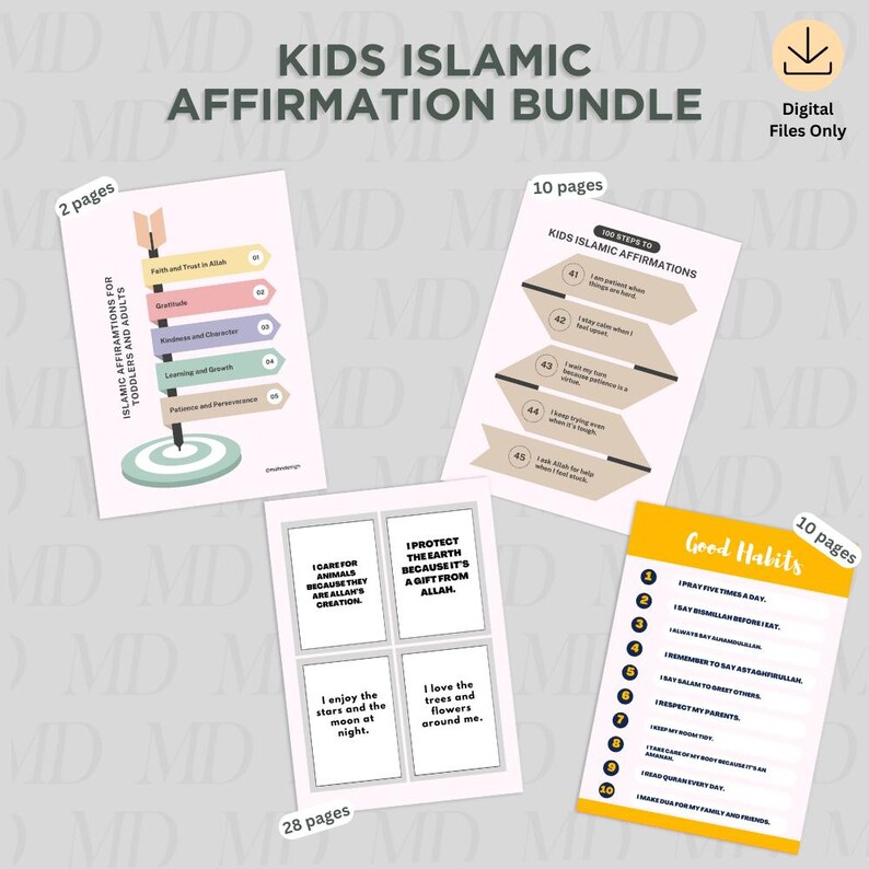 Kids Islamic Affirmation Cards Printable | Muslim Positive Reminders ...