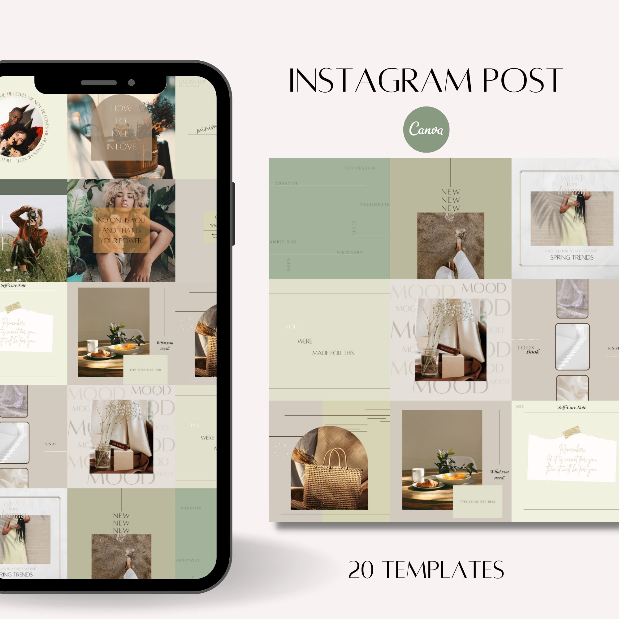 Minimalistic Instagram Templates Neutral and Clean Feed Canva Templates ...