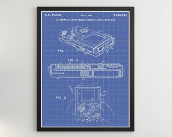 Gameboy Blueprint Print - Etsy
