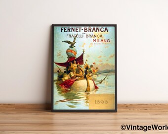 Art & Collectibles Digital Prints Drink Vintage Poster Fernet Branca ...