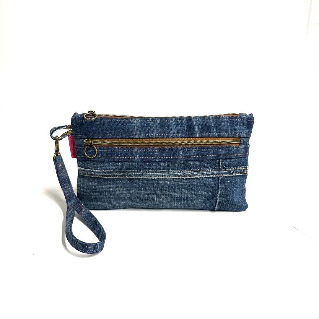 Jeans Clutch for Women | Jeans Upcycling Bag | Wrist Wallet for Jeans ...