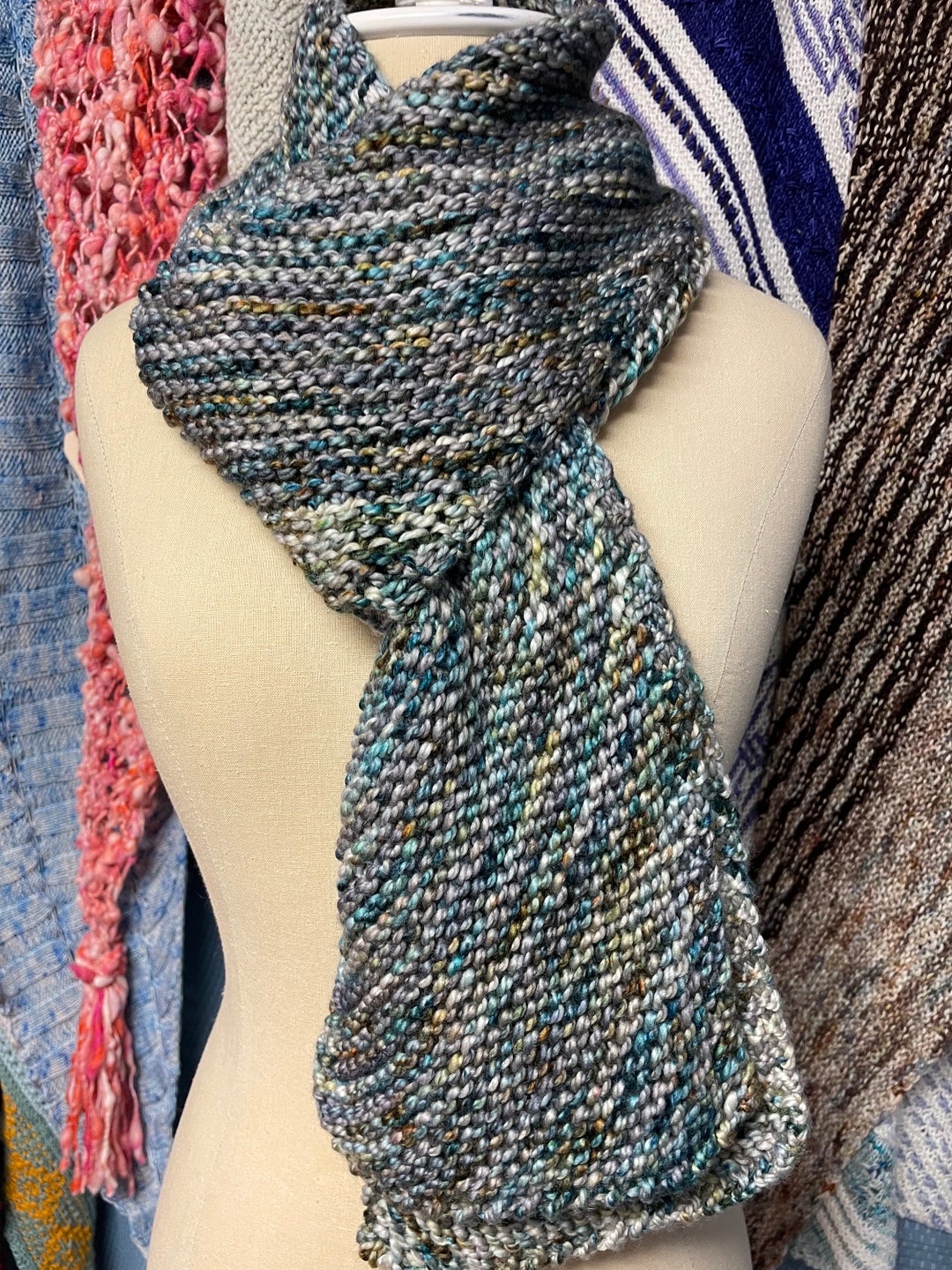 Diagonal Garter Stitch Rectangular Scarf - Etsy