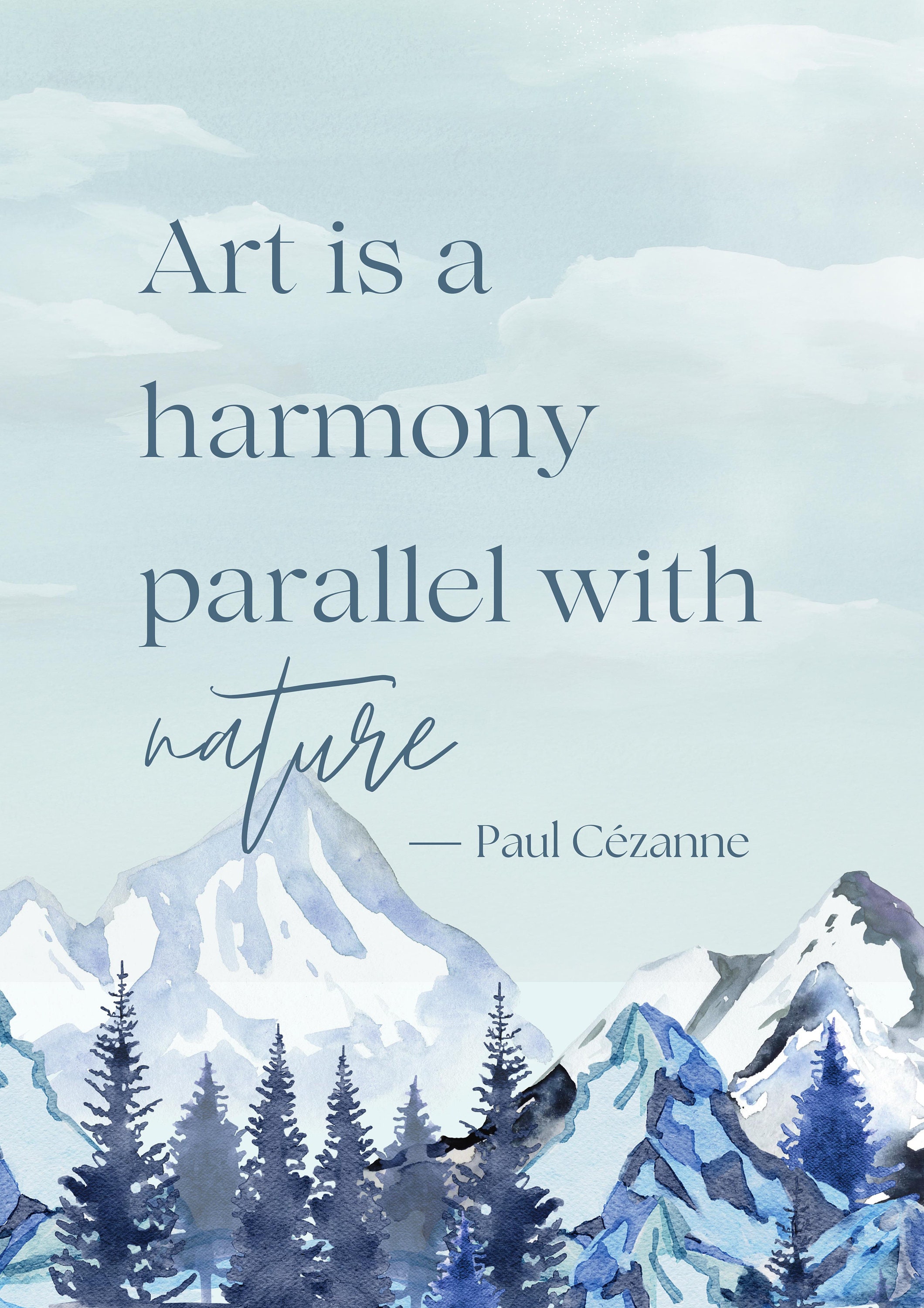 Impressionist Artist Quotes, Nature, Mountain, Print Set, Cezanne ...