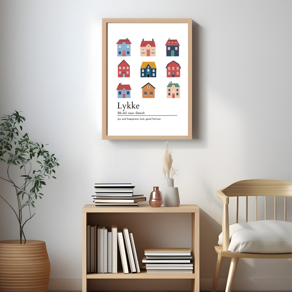 Scandinavian Word Poster, Lykke Art, Scandinavian Art, Norwegian ...
