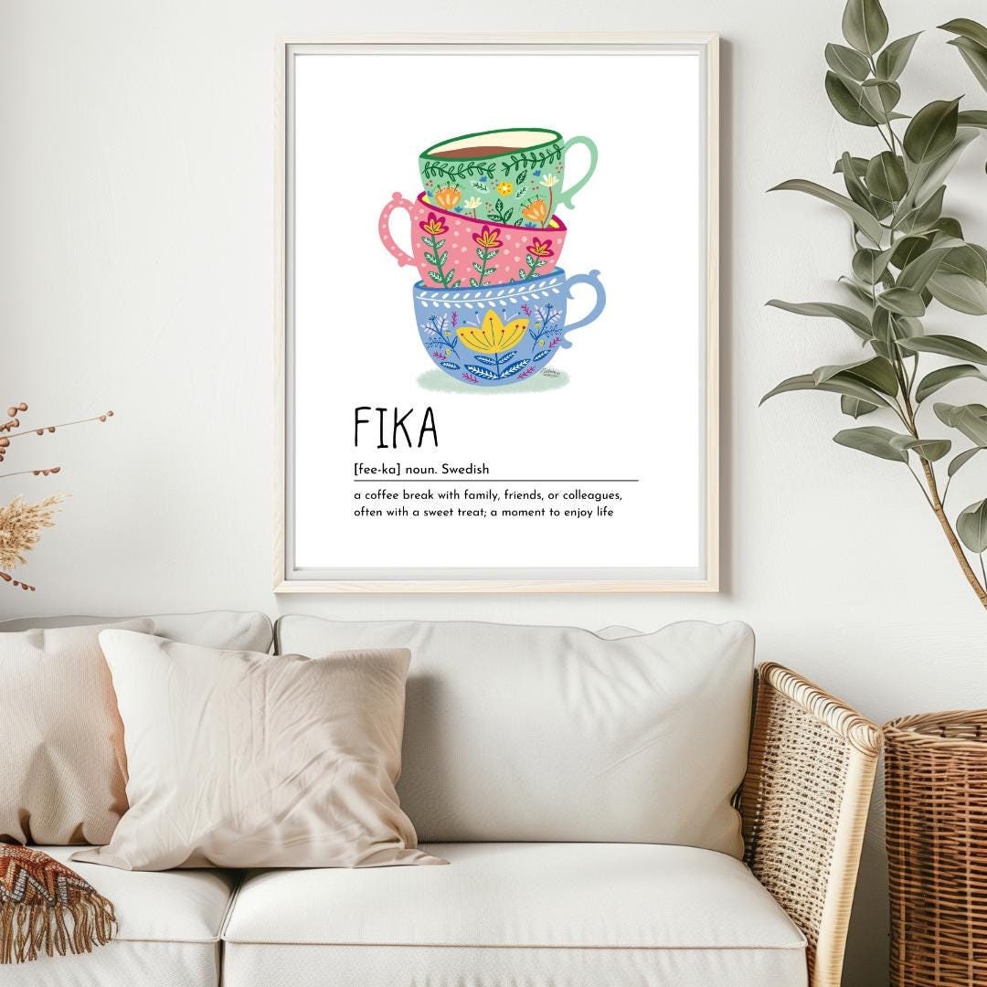 Fika Definition Poster, Fika Print, Scandinavian Wall Art, Swedish ...