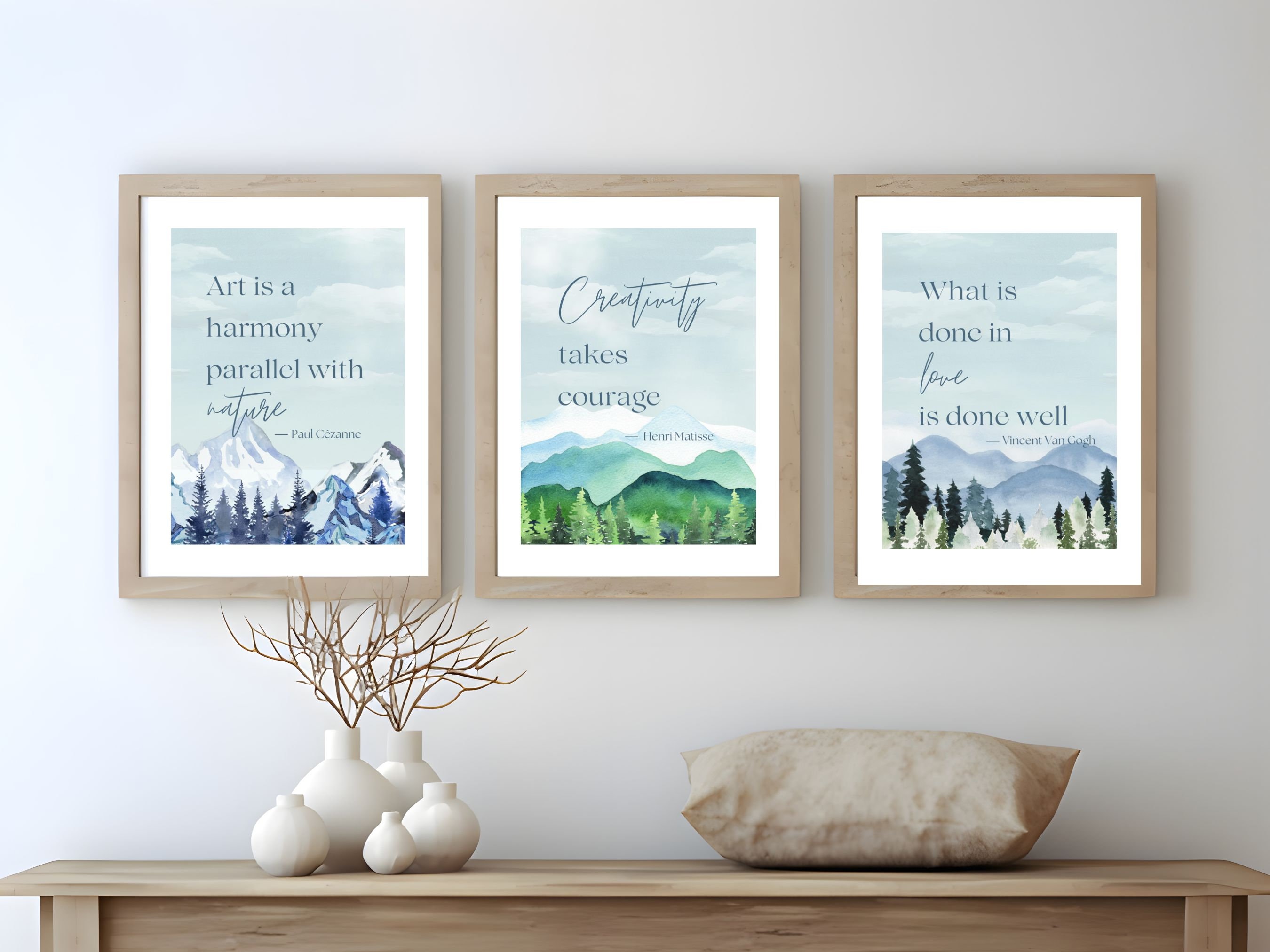 Impressionist Artist Quotes, Nature, Mountain, Print Set, Cezanne ...