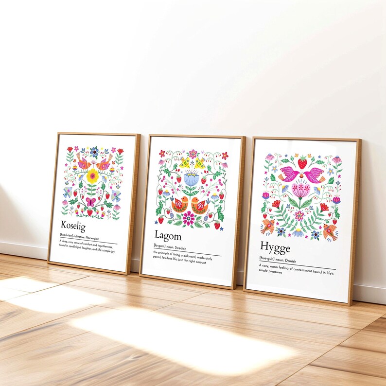 Scandinavian Folk Art Print, Hygge Poster, Koselig Lagom Print, Swedish ...