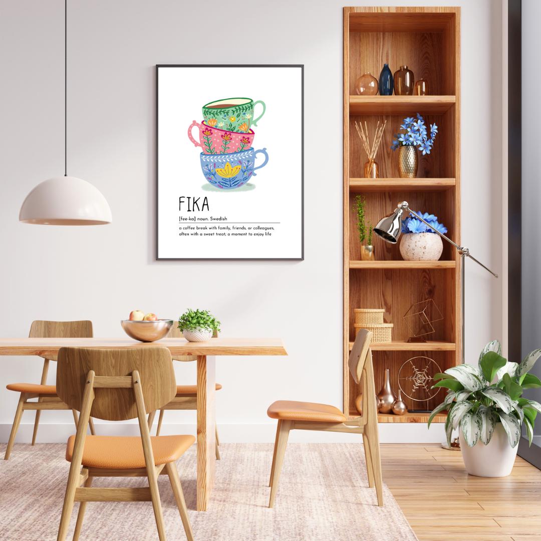 Fika Definition Poster, Fika Print, Scandinavian Wall Art, Swedish ...