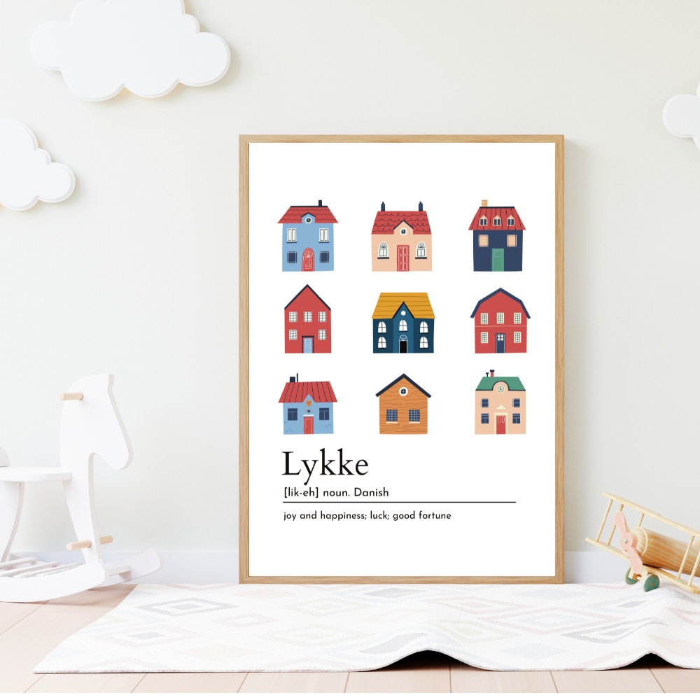 Scandinavian Word Poster, Lykke Art, Scandinavian Art, Norwegian ...