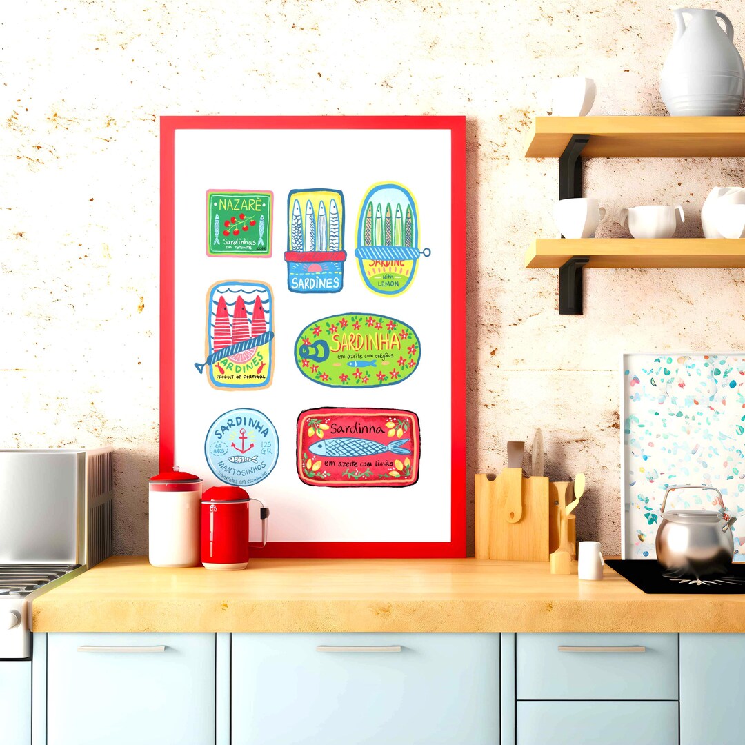 Sardine Can Poster, Portugal Italy Printable Wall Art, Summer Coastal ...