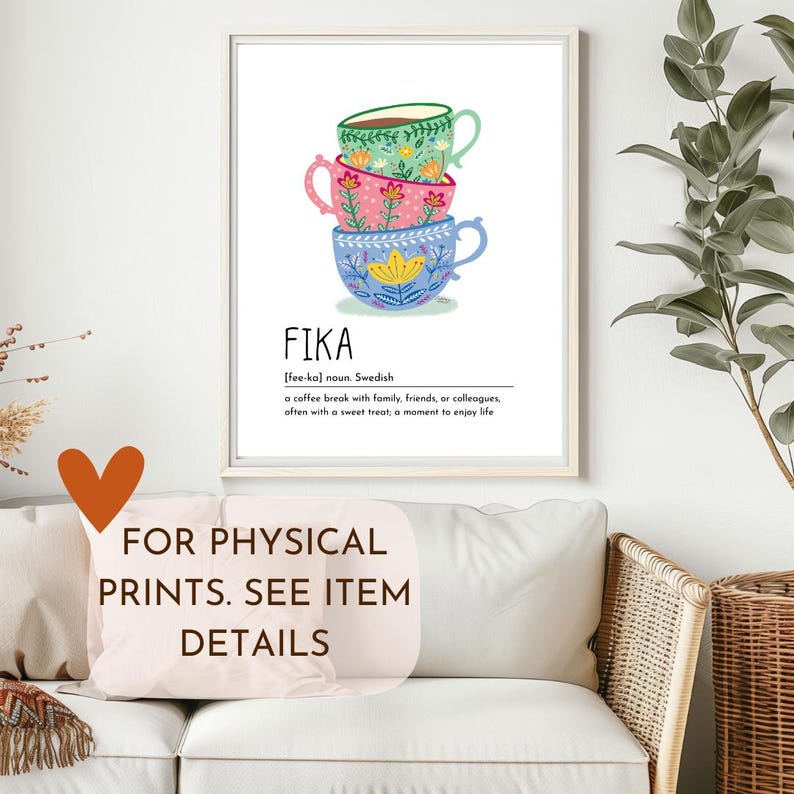 Fika Definition Poster, Fika Print, Scandinavian Wall Art, Swedish ...