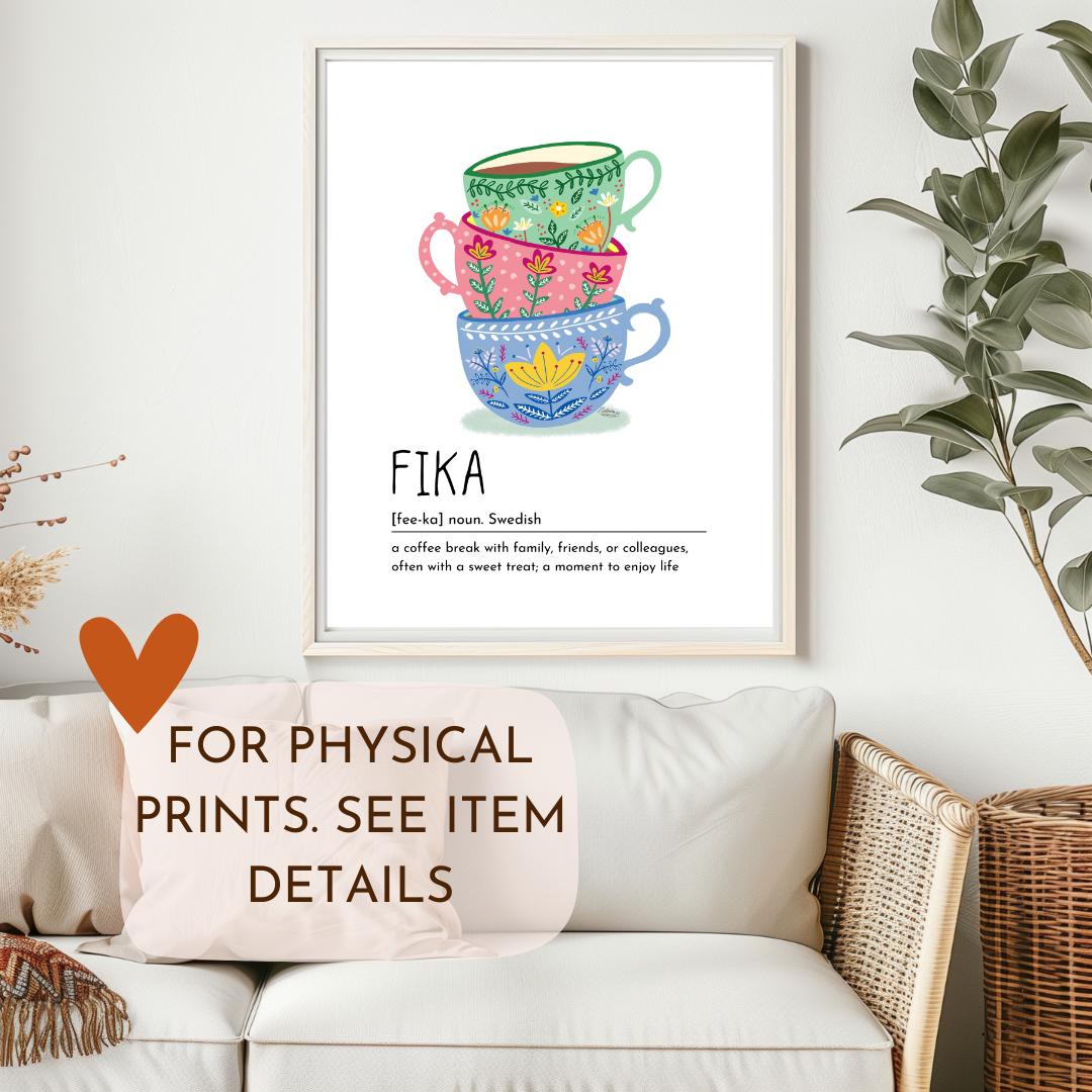 Fika Definition Poster, Fika Print, Scandinavian Wall Art, Swedish ...